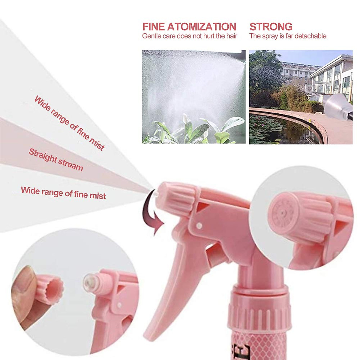 YOUNGFLY Mist Spray Bottle, 9.8oz Pink Rose Champagne Design Salon Water Mister, 280ml Empty Trigger Fine Mist for Barber Hairdresser Home Cleaning Hair