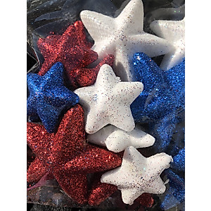 Red White and Blue Glitter Stars Fourth of July Confetti and Foam Scatter