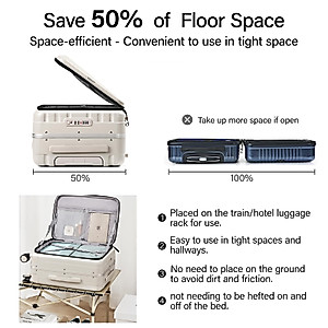 Hanke 26 Inch Large Luggage Suitcase Top Opening Aluminum Frame Travel Luggage Hard Shell Suitcases with Wheels for Woman Men.(Ivory white)