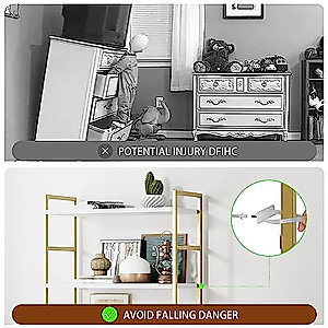 Shintenchi 5 Tiers Bookshelf, Classically Tall Bookcase Shelf, Industrial Book Rack, Modern Book Holder in Bedroom/Living Room/Home/Office, Storage Rack Shelves for Books/Movies,Gold