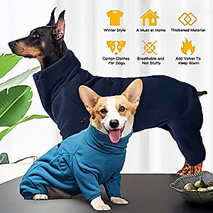 Dog Onesies for Medium Dogs Winter, Full Body Suit for Shedding Dogs Polar Fleece Pet Dog Clothes (Turquoise, XXXL)