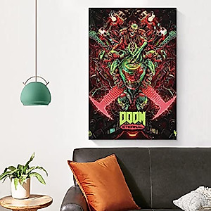 HOW FIT Gameing Doom Eternal Poster Prints on Canvas Decoration Room Decor Posters Unframe 12x18inch(30x45cm)