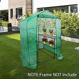Walk-in Greenhouse Replacement Cover with Roll-Up Zipper Door-56x56x76 Inch PE Plant Gardening Greenhouse Cover for Gardening Plants Cold Frost Protection Wind Rain Proof(Frame Not Include)