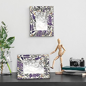 Mardesigns Purple Lavender Personalized 5x7 Picture Frame,Rustic Flowers Customized Wooden Photo Picture Frame Fits 5x7 & 4x6 Picture for Wall and Table Vertical or Horizontal Display Photo Frame