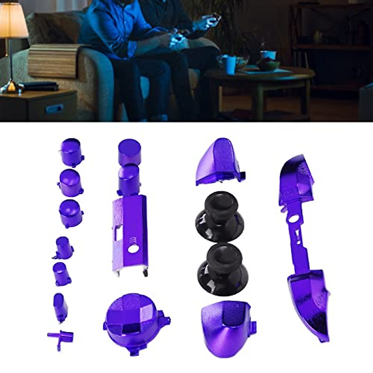 Full Game Controller Plating Button Set, Game Handle Accessories Compatible Beautiful Appearance for Series X(Electroplating Violet)