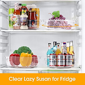 URALFA 2-Pack Lazy Susan Cabinet Organizer, Plastic Lazy Susan Turntable, 11" Rotating Round Lazy Susan Spice Rack Organizer for Pantry, Countertop, Clear