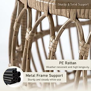 Muse & Lounge Co. Ysar Boho Rattan Round Coffee Table Outdoor with 5mm Tempered Glass Top, All-Weather and Rust Resistant Patio Furniture