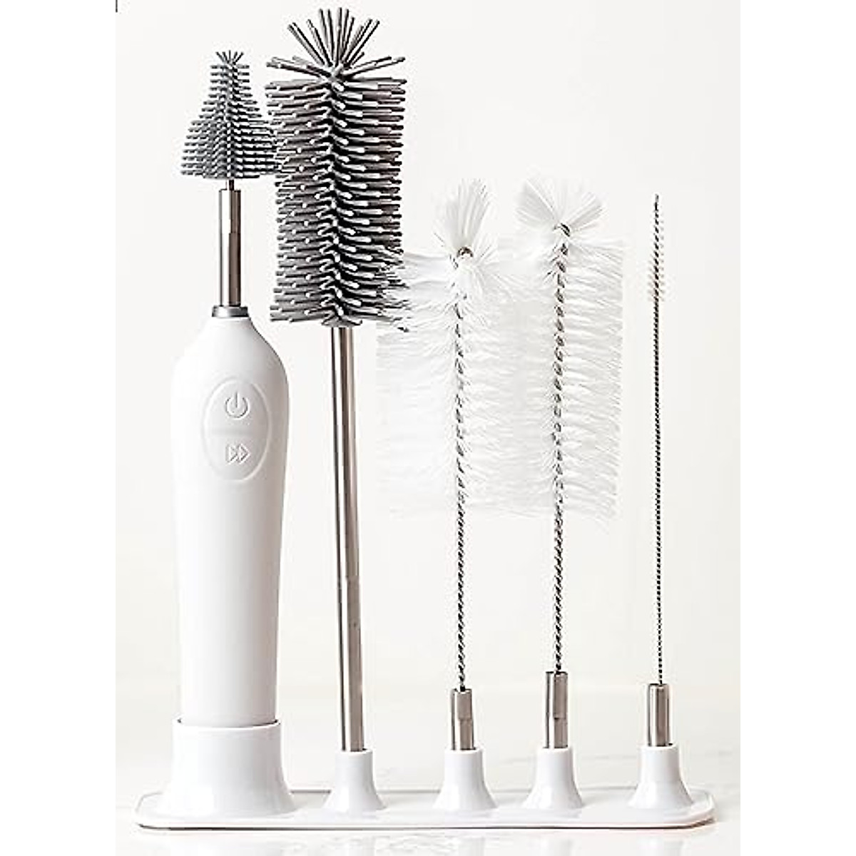 Northway, Electric Bottle Brush Cleaner, 4 Pcs Baby Bottle Silicone Brush Set, 1 Stand, 1 Ext., Nipple Straw Brush, Automatic Electronic Cleaning, Satinless Steel Rods, Waterproof from Northway