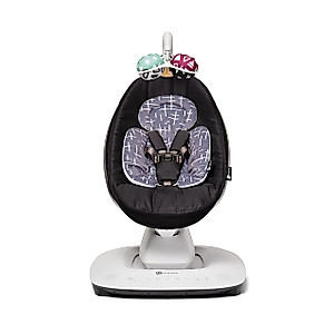 4moms MamaRoo Multi-Motion Baby Swing in Classic Black with Plush Infant Insert, Dark Grey