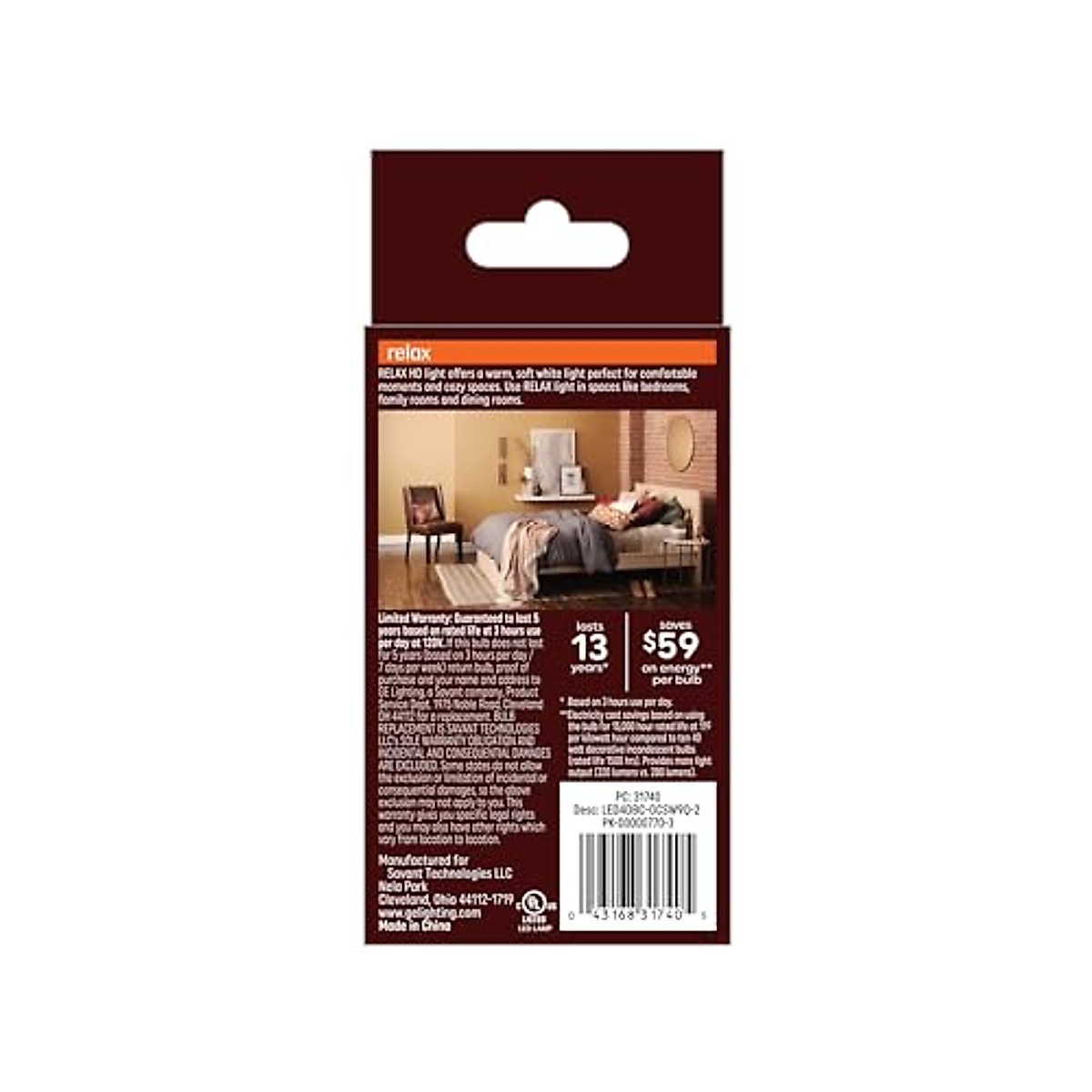 GE Relax LED Light Bulbs, Candle Light, Soft White, 40 Watts, Clear Decorative B11 Bulbs, Small Base (8 Pack)