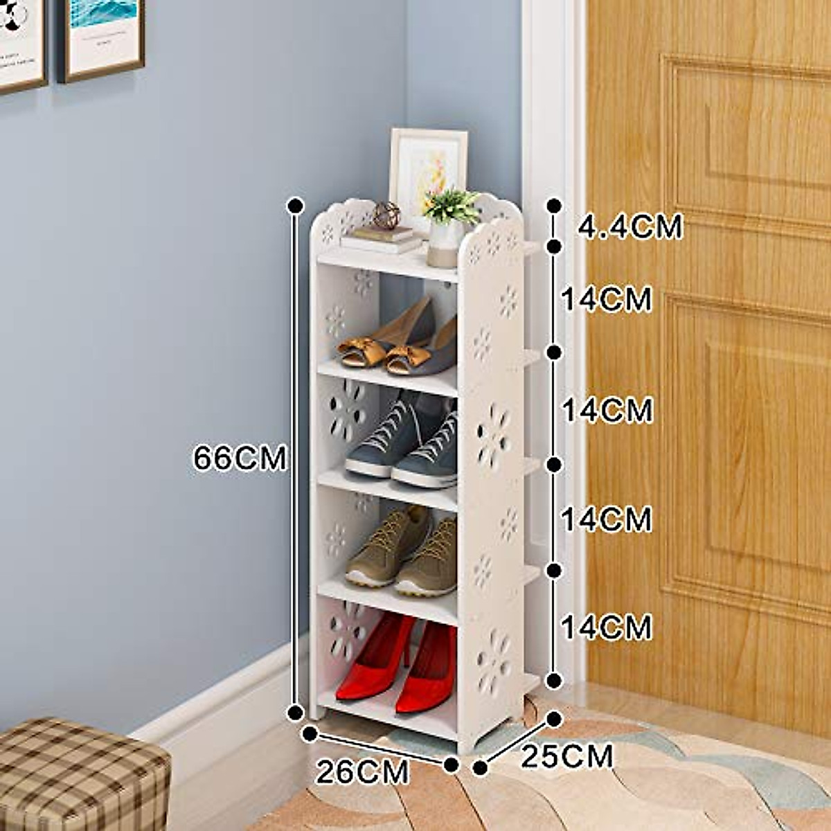 Catekro Shoe Rack Small Shoe Rack Student Dorm Organizer Vertical Shoe Tower Shoe Storage Organizer for Narrow Closets, Bedrooms, Hallways, Entrances (5 Tier)