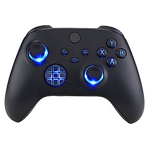 eXtremeRate Multi-Colors Luminated Dpad Thumbsticks Start Back Sync ABXY Buttons for Xbox Series X/S Controller, Black Classical Symbols Buttons DTF LED Kit for Xbox Core Controller