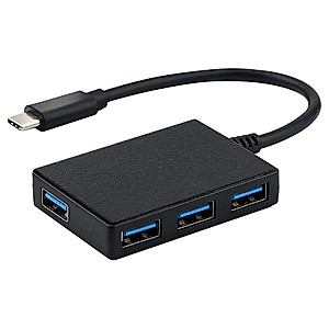 Type-C to 4 Ports USB 3.0 Hub Splitter (Charging Not Supported), 4-Port Compact USB Data Hub for Notebook Laptop Desktop PC Computer Flash Drive HDD Keyboard Mouse Memory Card Reader Desk Fan Printer