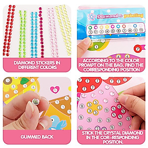 10 Pcs Kids Arts and Crafts Kits-Crystal Mosaic Sticker Painting Learning Education Toys for Toddler Kids, Early Learning Games Handmade Art Kit for Preschool Toddlers Boys Girls.