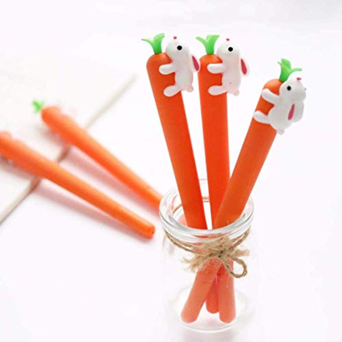 BinaryABC Carrot Bunny Rabbit Gel ink Pen,Easter Gift Easter Party Decoration,5Pcs
