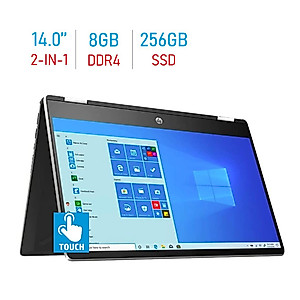 HP 14-inch 2-in-1 X360 HD Touchscreen Laptop PC, Intel Core i5-1035G1 Processor, 8GB DDR4, 256GB SSD, Backlit Keyboard, Bluetooth, Type-C, B&O Audio, Webcam, Windows 10 Home w/Mazepoly Accessories