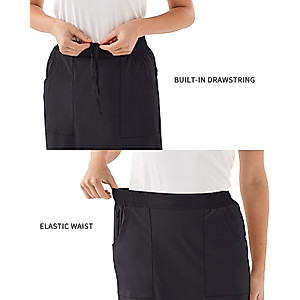 LastFor1 Women's Golf Skorts Lightweight Athletic Skirts UPF 50+ Elastic Waist with Shorts for Casual Outdoor Tennis Black L