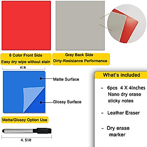 Dry Erase Sticky Notes Reusable - Reusable Dry Erase Stickers Non-Magnetic Whiteboard Stickers for Wall, PC, Wood, Bricks