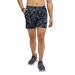 Champion Brief Liner, MVP, Gym Men, Moisture Wicking Shorts, 5", Crater Camo Black C Patch Logo, Medium