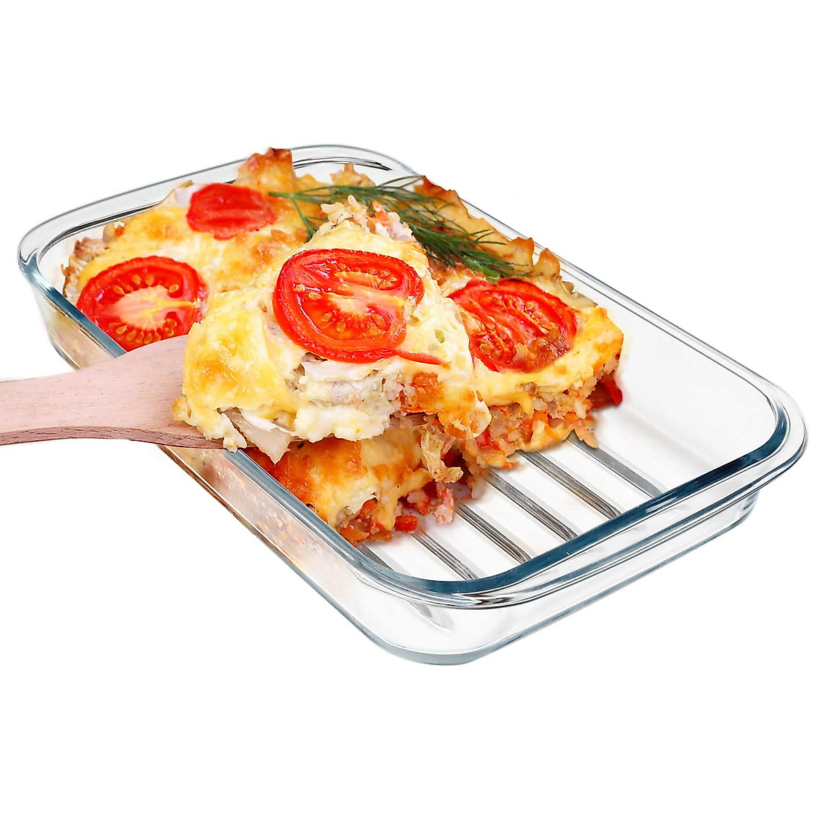 DMAR 2-Quart Glass Baking Dish for Oven ，(8×12inch) small glass pan, reduce the fat intake-1 Piece