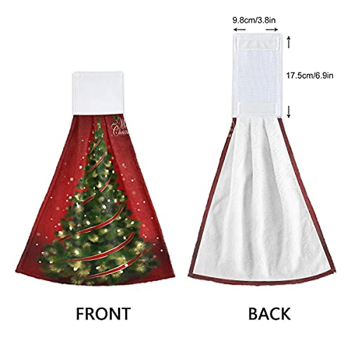 ALAZA Christmas Starry Tree Red Kitchen Hand Towel Home Decor Hanging Towels 2PCS Soft Absorbent Cloth Tie Towels for Bathroom Laundry Room 14 x 18.2 Inches