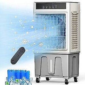 Cozzyben 3 in 1 Swamp Cooler, 2100CFM Evaporative Air Cooler, Portable Ac Unit Air Conditioner 100°Oscillation, 3 Speed, 24H Timer, 4 Ice Packs & 5.3 Gal Water Tank for Garage, Patio, Outdoor