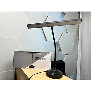 NovoLido LED Piano Desk Lamp, 2-in-1 Bright Flexible Tall Table Lamp with Base & Clamp Interchangeable, 10W Architect Desk Lights for Home Office, 1000lm, 3 Color Modes, 30 Brightness Levels, Black