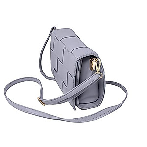 Bella Luna Small Woven Crossbody Purse Shoulder Bag or Clutch for Women with Removable Strap (Cement)