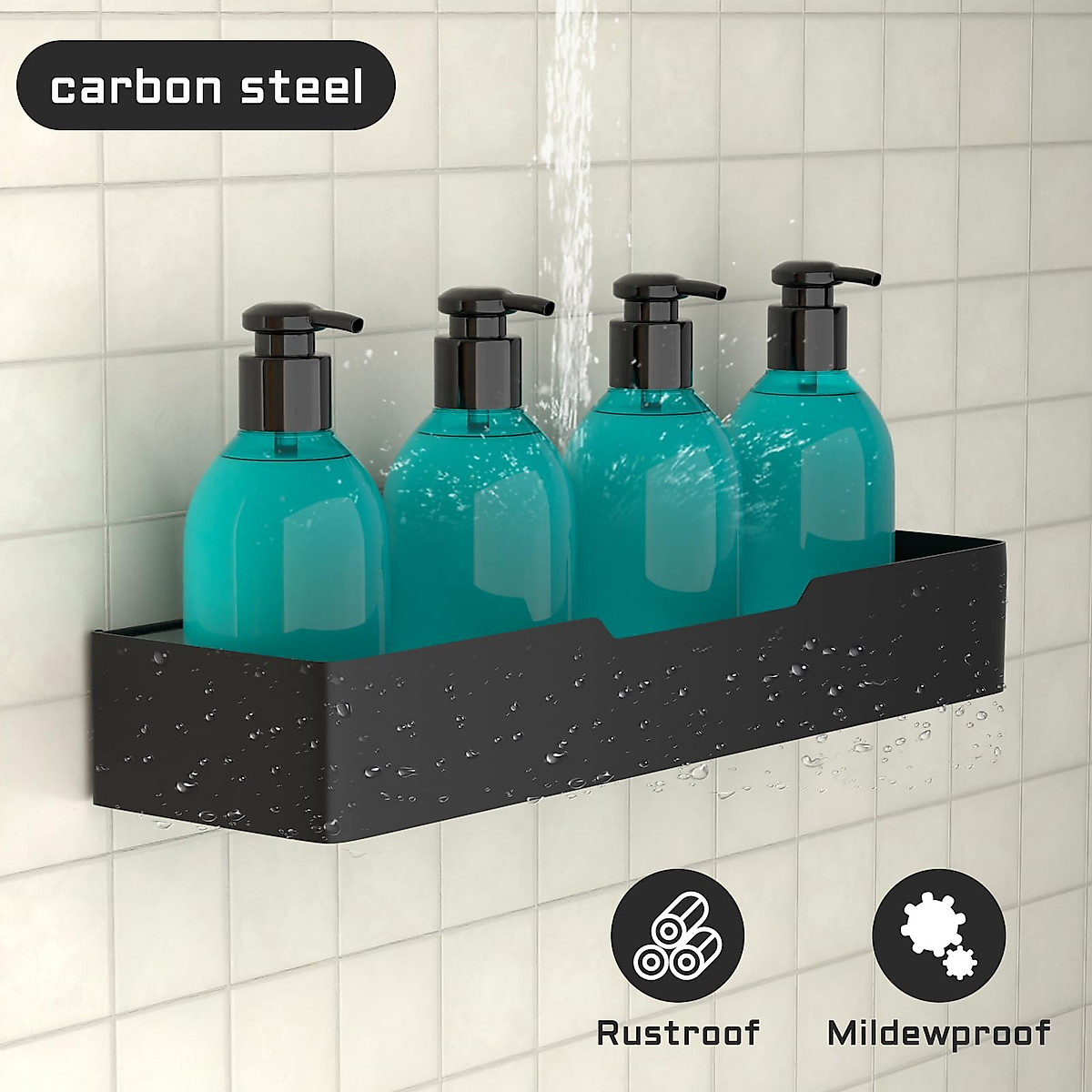 Emuardoe Corner Shower Caddy 2 Pack,with Soap Holder with 6 Removable Hooks Rustproof Stainless Steel Bathroom Accessories Organizer, No Drilling Wall Mounted Rack for Bathroom Kitchen