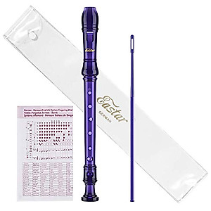 Eastar Soprano Recorder Instrument for Kids Students Beginners, German fingering C Key Recorder Instrument 3 Piece with Cleaning Kit, Storage Bag, Fingering Chart, ERS-1GPu, Purple, School-Approved
