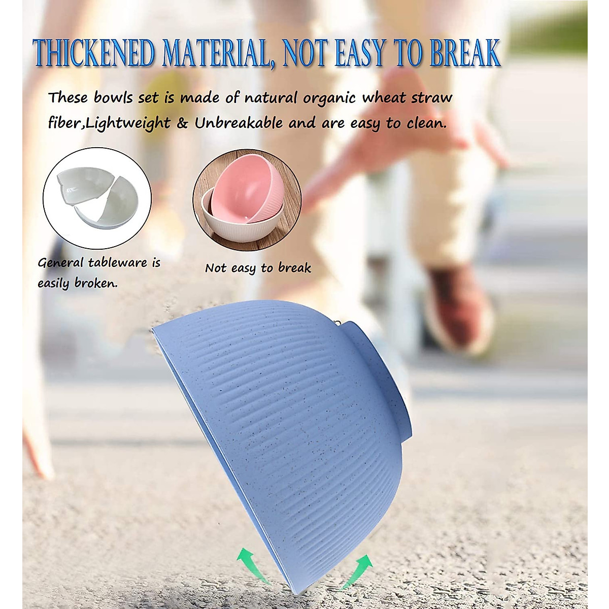 BanYakong Wheat Straw Bowls Set 24 OZ,Unbreakable Large Cereal Bowls Set of 6 Microwave and Dishwasher Safe BPA Free And Reusable Lightweight Bowl For Rice Noodle Soup Snack Salad Fruit