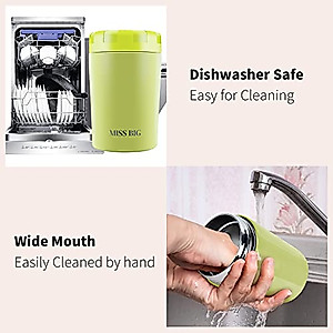 MISS BIG Insulated Food Container, 17oz Thermos for Hot Food for Kids & Adult,Leakproof,BPAs Free, Food Thermos with Spoon,Keep Hot & Cold Food for School,Office,Travel Bento Box for Hot Food (Green)