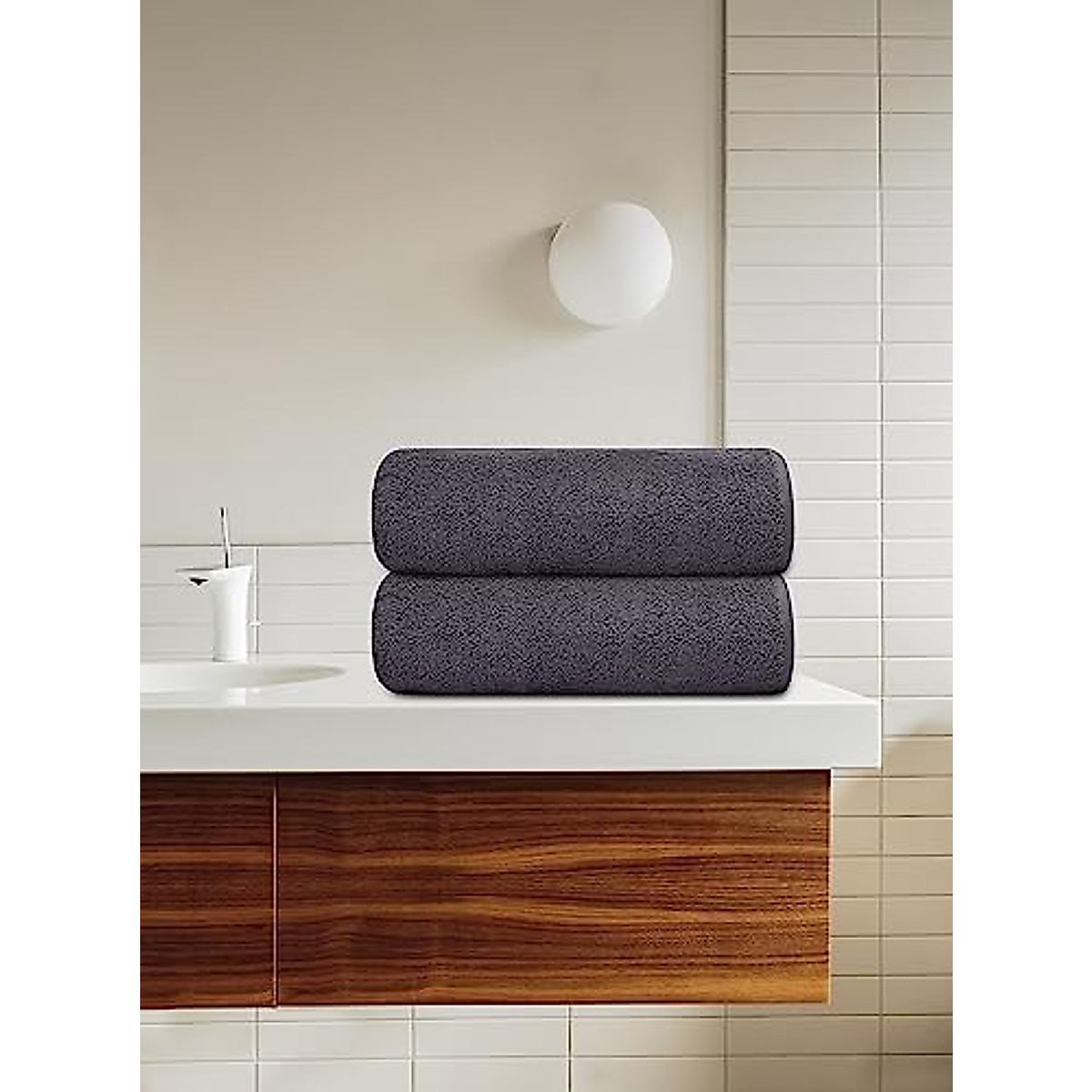 Brooklyn Linen Beach Towel Set | 45x75 Inches Pack of 2 | Oversized & Lightweight | Highly Absorbent & Quick Dry | Large Thick Bath Sheets | Premium Quality Towel | Charcoal Grey