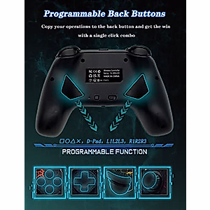 TJPD Wireless Controller for PS4, Wireless Remote Gamepad with Unique Cracked Design/8 Adjustable LED Colors/Programmable Back Buttons/Super Turbo/Dual Vibration, Widely Compatible with PS4/PC/iOS