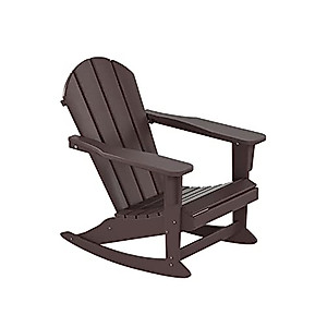 WO Home Furniture Patio Rocking Chair Set of 3 PCS Classic Outdoor Adirondack Rocker Chairs & Table (Dark Brown)