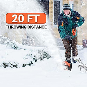 VOLTASK Cordless Snow Shovel, 20V | 12-Inch | 4-Ah Cordless Snow Blower, Battery Snow Blower with Battery Compartment Cover & Adjustable Front Handle (4-Ah Battery & Quick Charger Included), SS-20D