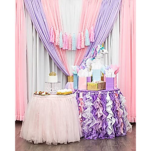 Party Backdrop Background Pink Chiffon Fabric Curtains 10ft x 10ft for Wedding Photo Backdrop Baby Shower Decoration