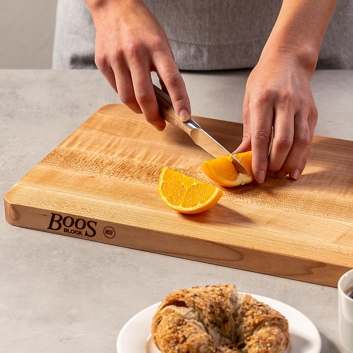 John Boos Block Chop-N-Slice Maple Wood Edge Grain Reversible Cutting Board, 16 Inches x 10 Inches x 1 Inches