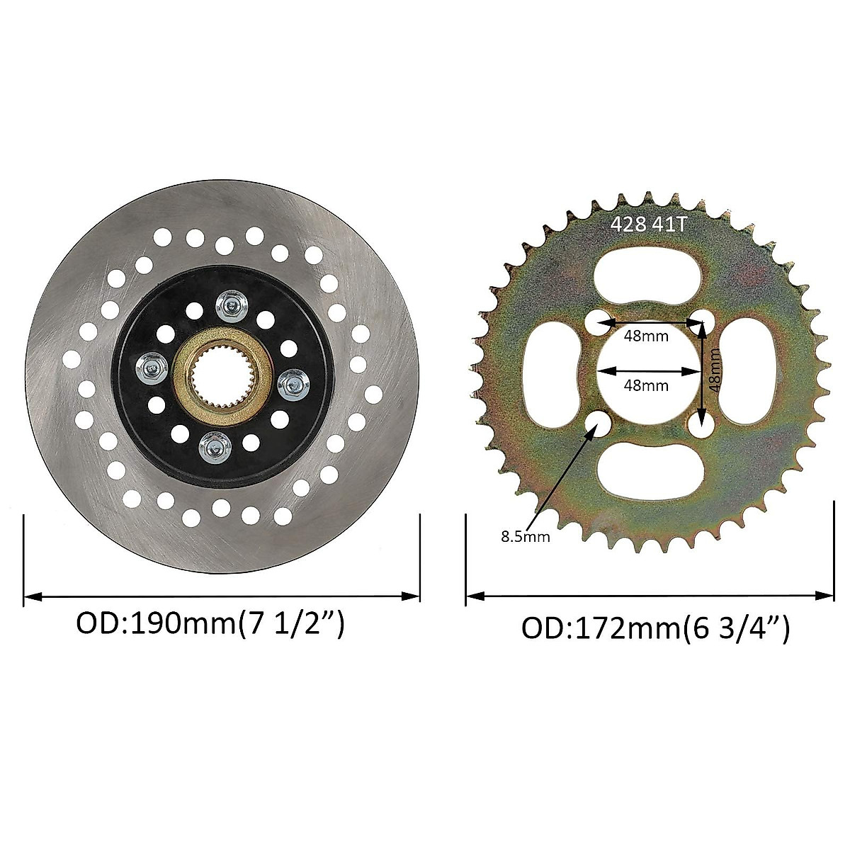 YC Yier 32" Go Kart Rear Live Axle Kit w/ 18x9.50-8" Wheels Tires Rims, 428 41T sprocket, Brake Assembly DIY Parts for Go Cart ATV Quad Golf Cart Buggy Four Wheels Drift Trike