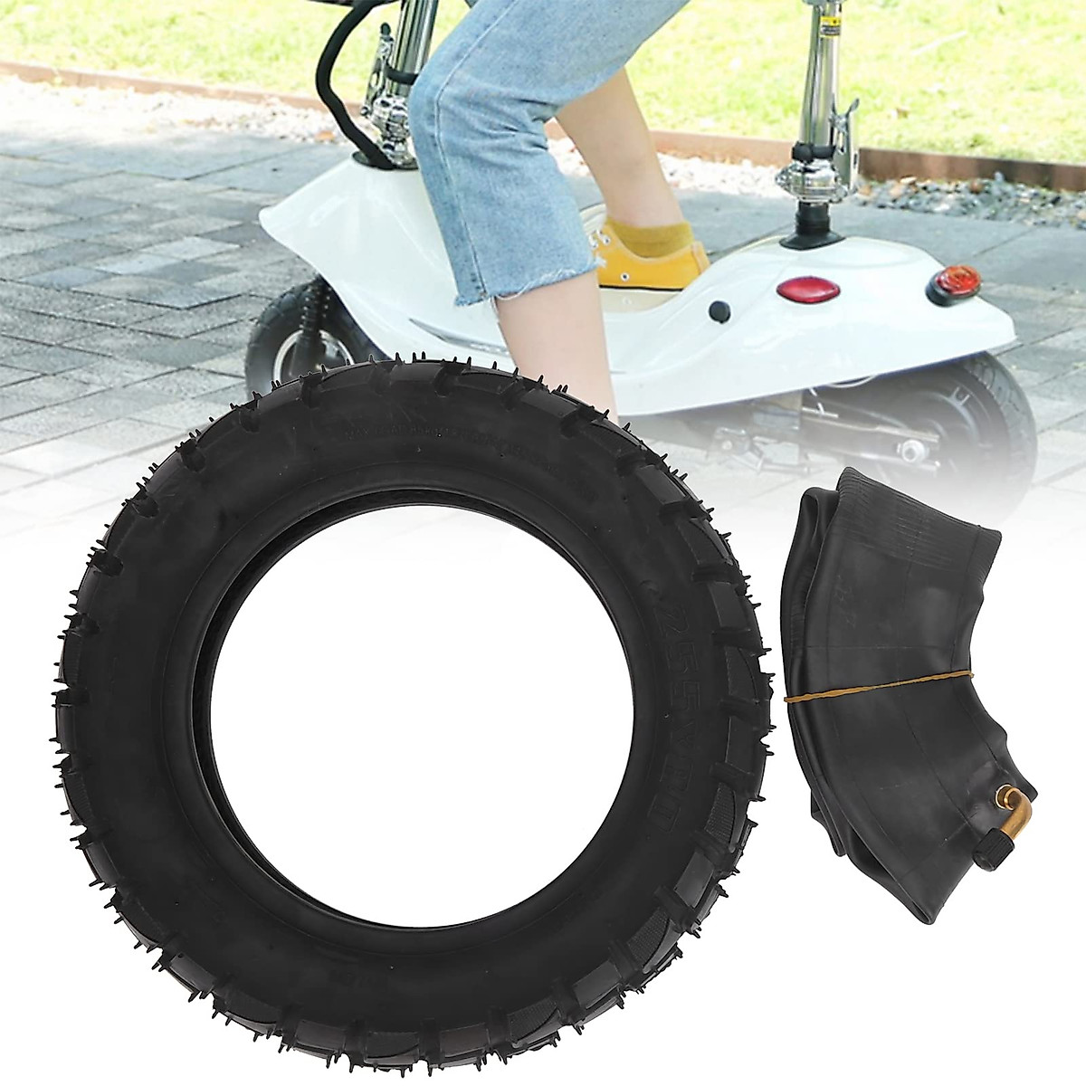 VGEBY Electric Scooter Tire/Wheel, 10in Electric Scooter Tire with Inner Tube Inflatable Rubber Tyre Replacement 255x80 Electric Scooters Equipment