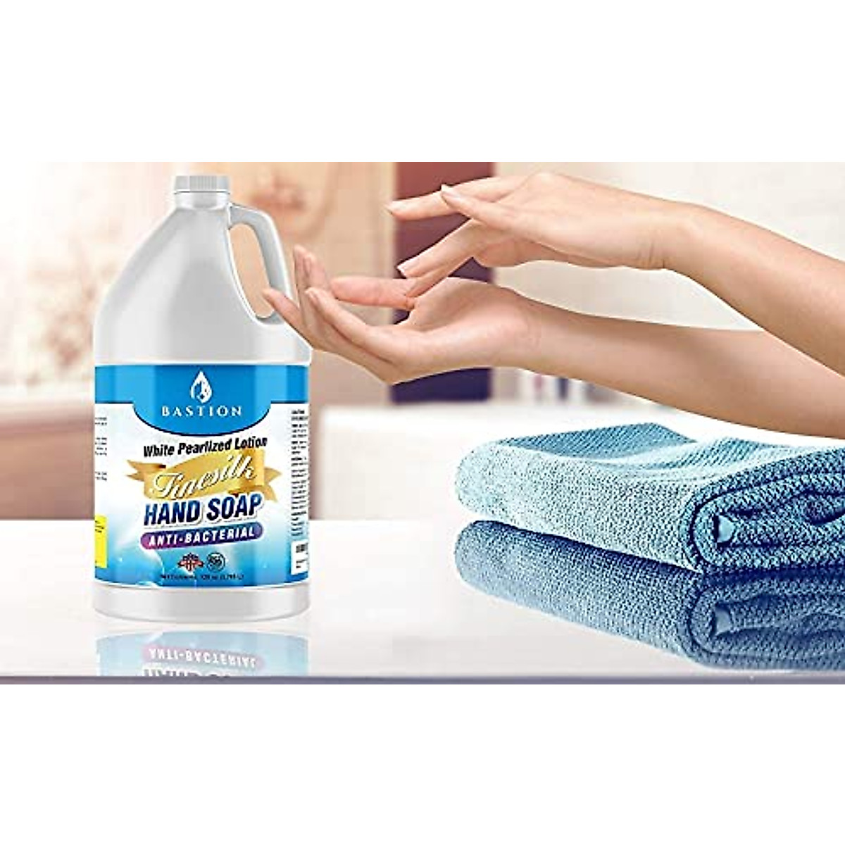 Antibacterial Finesilk White Pearlized Lotion Liquid Hand Soap: Bulk Refill Jug. PH Balanced Ultra-Strength. Made In USA (Finesilk, Gallon)