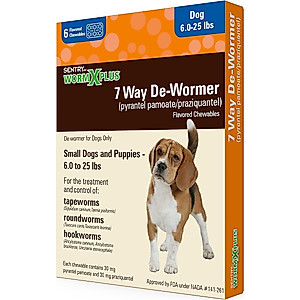 Sentry Worm X Plus 7 Way DeWormer Small Dogs (6 Count), Pack of 3