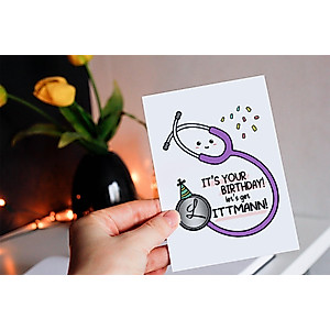 OwingsDesignsPerfect It's Your Birthday Let's Get Littman Card - Emergency Medicine Card - Medical Pun Card - Cute Medical Card Gift For Doctor-Nurse - Pediatrician Card - Greeting Card