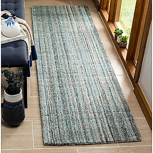 SAFAVIEH Abstract Collection Area Rug - 8' x 10', Light Grey, Handmade Wool & Viscose, Ideal for High Traffic Areas in Living Room, Bedroom (ABT141E)
