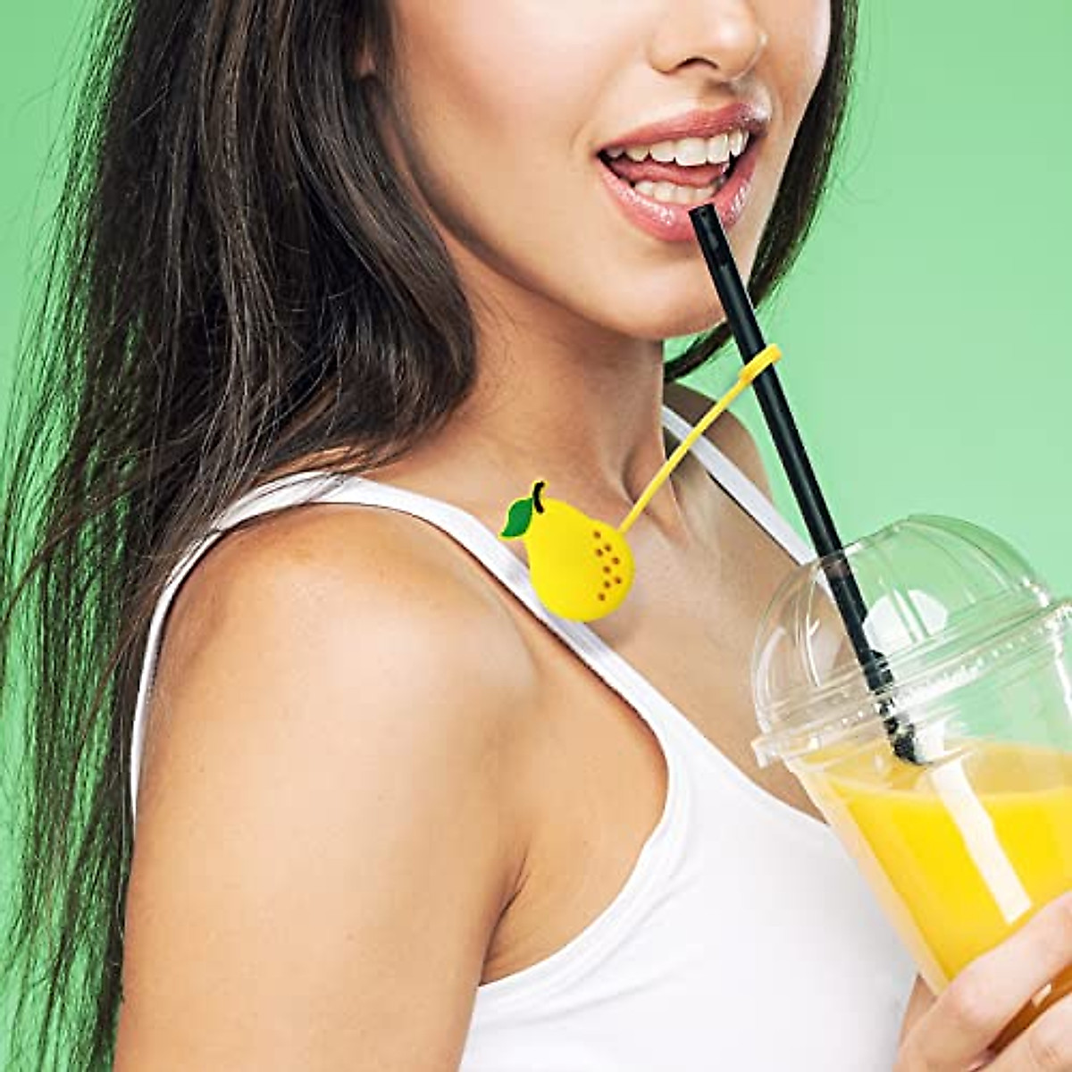 10 Piece Straw Tip Covers Cap Fruit Straw Tip Cap Reusable Drinking Straw Toppers for 6-8mm Straw Silicone Straw Plugs Fruit Shape Straw Protector