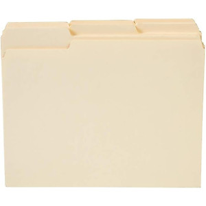 Staples 116657 Manila File Folders Letter 3 Tab Assorted Position 100/Box