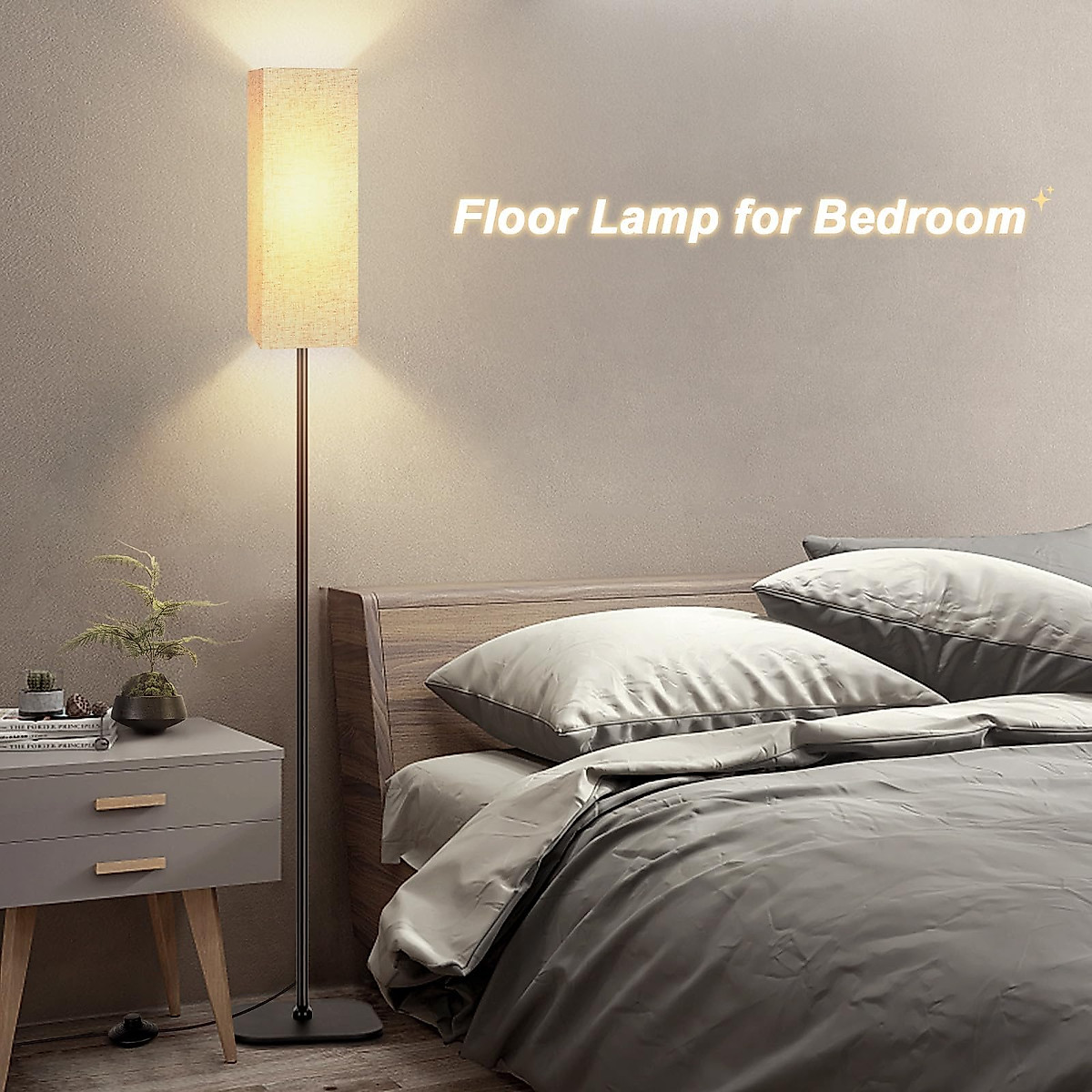 ATAEFR Floor Lamps for Living Room Bedroom, Modern Standing Lamp with Remote Control, Dimmable 3 Color Temperatures, 67" Tall lamp for Reading Office, 12W LED Bulb