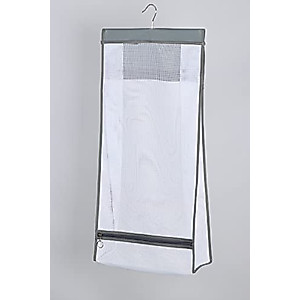 Jelier Hanging Mesh Laundry Basket,Collapsible Fabric Laundry Hamper with Rotatable Hanger,Portable Storage Bag for Apartment,RV,Camper,Cabin,College Dorm Use (gray)