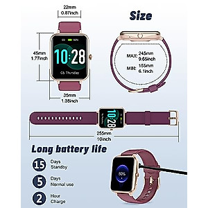 GRV Smart Watch for iOS and Android Phones (Answer/Make Calls), Watches for Women IP68 Waterproof Smartwatch Fitness Tracker Watch with Heart Rate/Sleep Monitor Steps Calories Counter (Dark Purple)