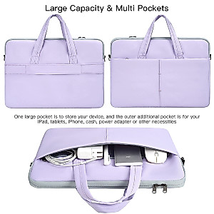 14-15 Inch Laptop Sleeve Shoulder Bag Ladies Women Briefcase for Macbook Pro 14" M3/M2/M1, HP Pavilion x360 14, Dell Inspiron 13 5000, Lenovo Flex 5 14/Ideapad 3 14, Acer ASUS Macbook 14 Case, Purple